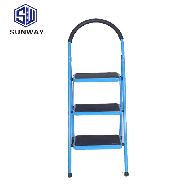 China heavy duty metal folding 3 step steel stool ladder manufacturers ...